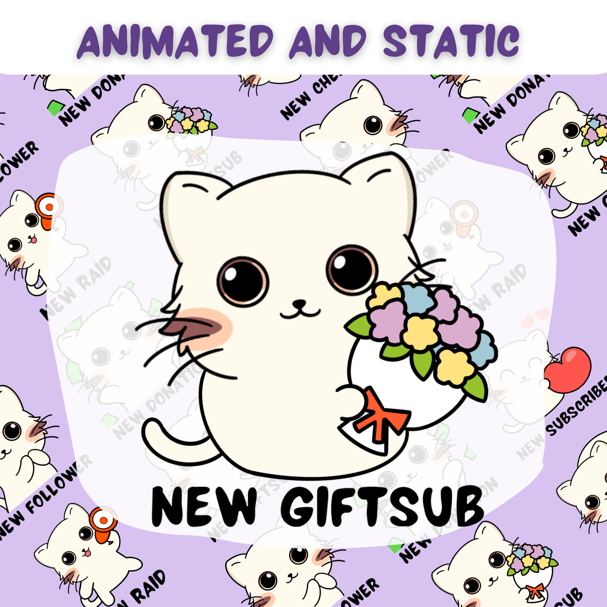White Cats Twitch Alerts Bundle GIF and PNG Perfect for New Cheer ...