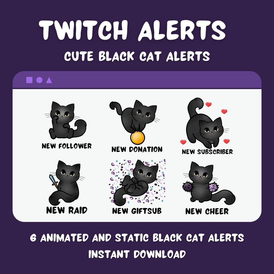 Animated Cat Twitch Alerts Bundle | New Subscriber, Follower, Donation ...