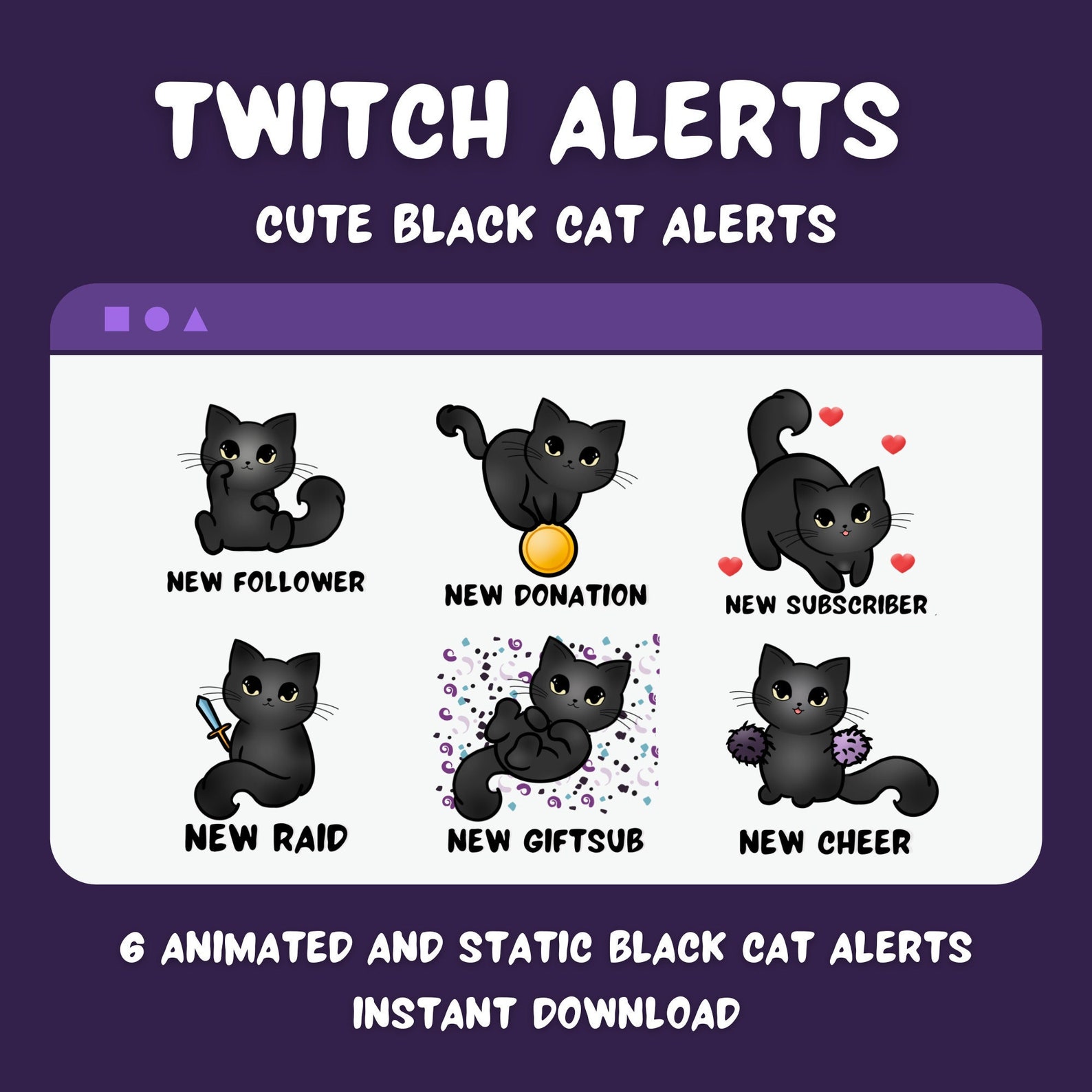 Animated Cat Twitch Alerts Bundle New Subscriber, Follower, Donation ...