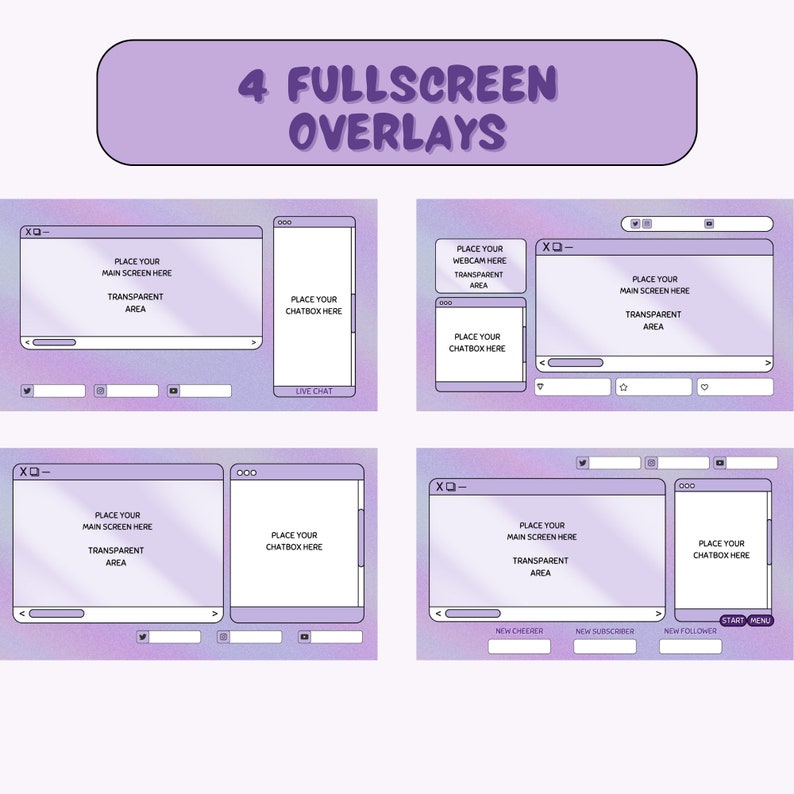 Animated Stream Overlay for Twitch | Overlay Stream Package | Cute ...