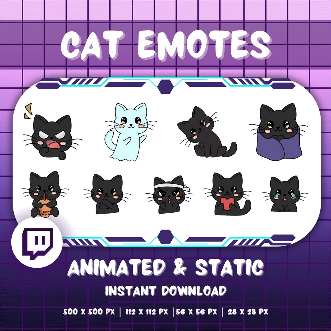 Animated and Static Black Cat Emotes | 9 Black Cat Emotes | Ghost Cat ...