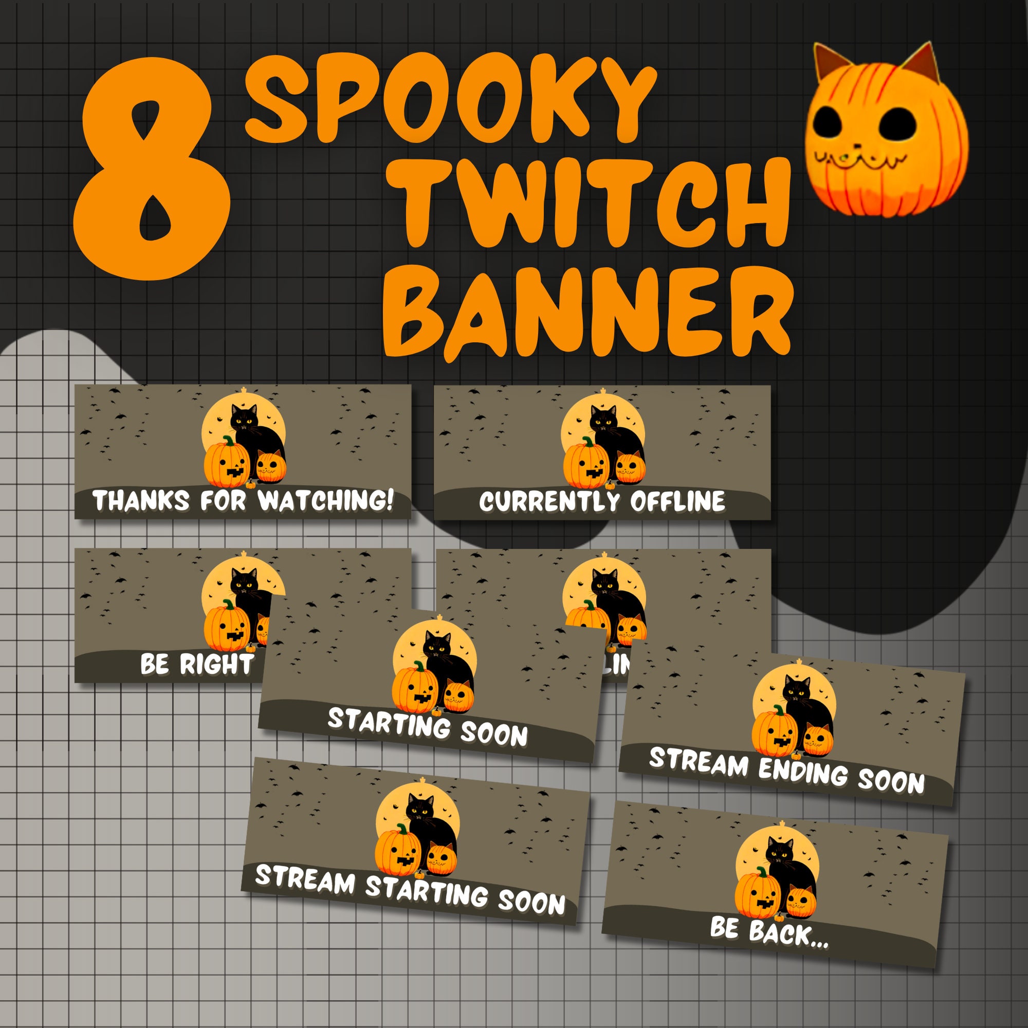 Halloween Twitch and Discord Banners 8 Animated & Static Banners Black ...