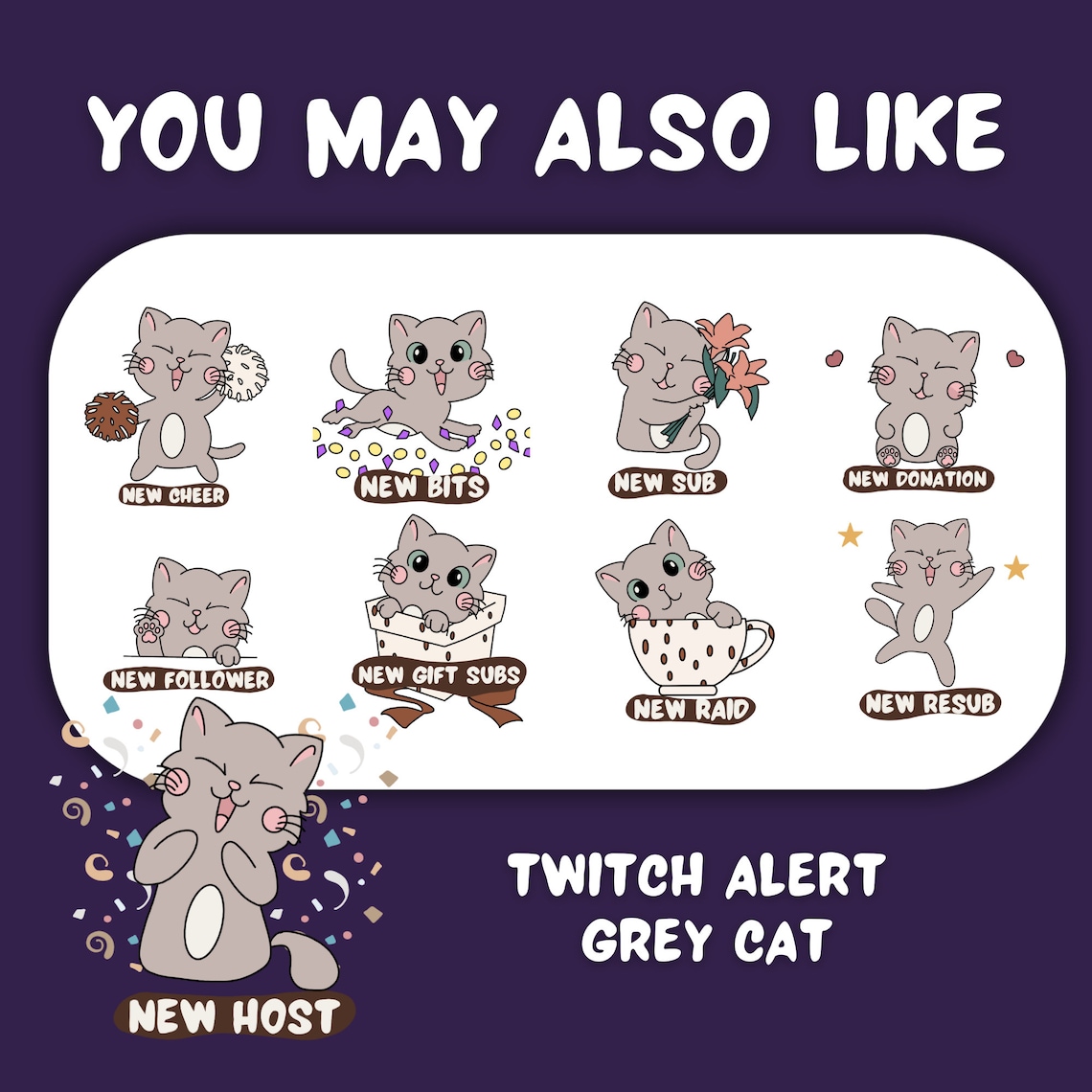 Animated Cat Twitch Alerts Bundle New Subscriber, Follower, Donation ...