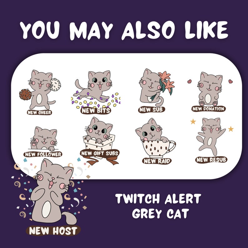 Animated Cat Twitch Alerts Bundle New Subscriber, Follower, Donation ...