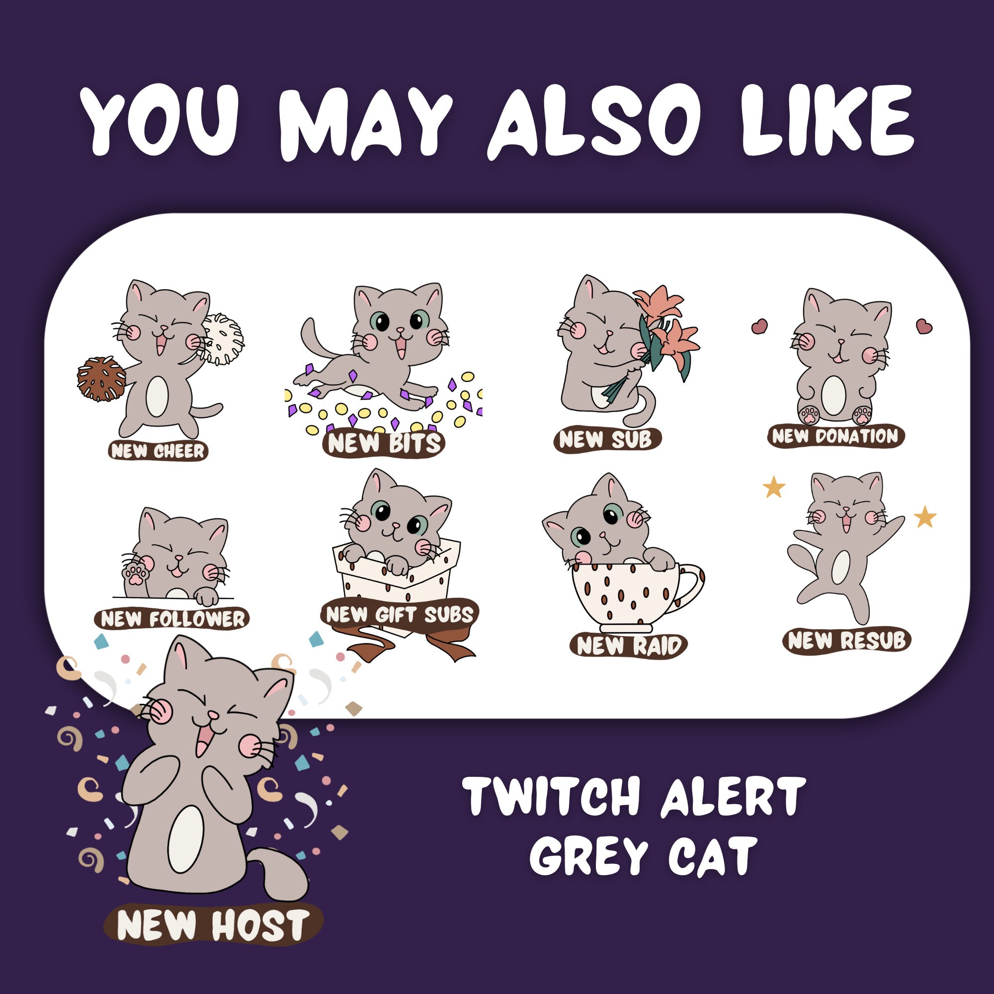 Animated Cat Twitch Alerts Bundle New Subscriber, Follower, Donation ...