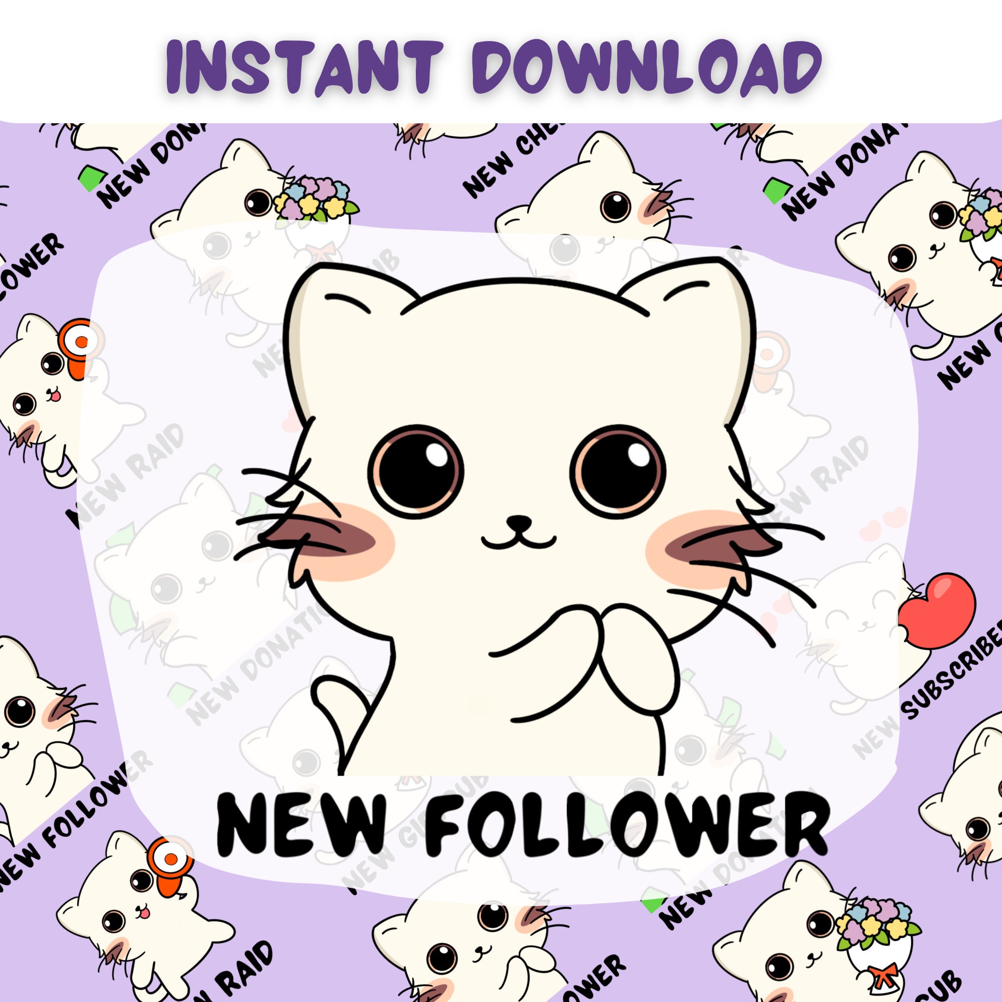 White Cats Twitch Alerts Bundle GIF and PNG Perfect for New Cheer ...