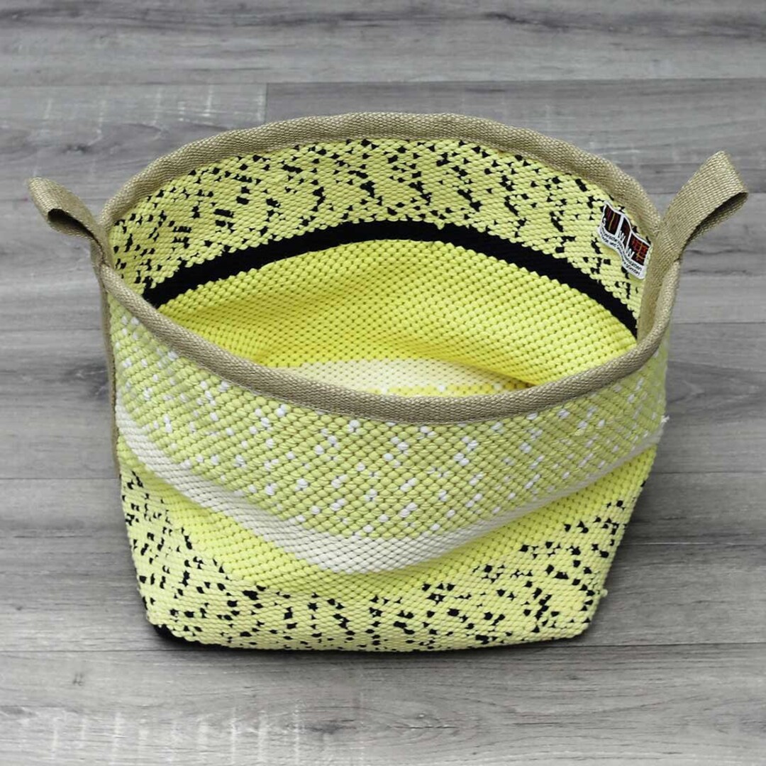 Large Textile Basket With a Yellow Pattern - Etsy