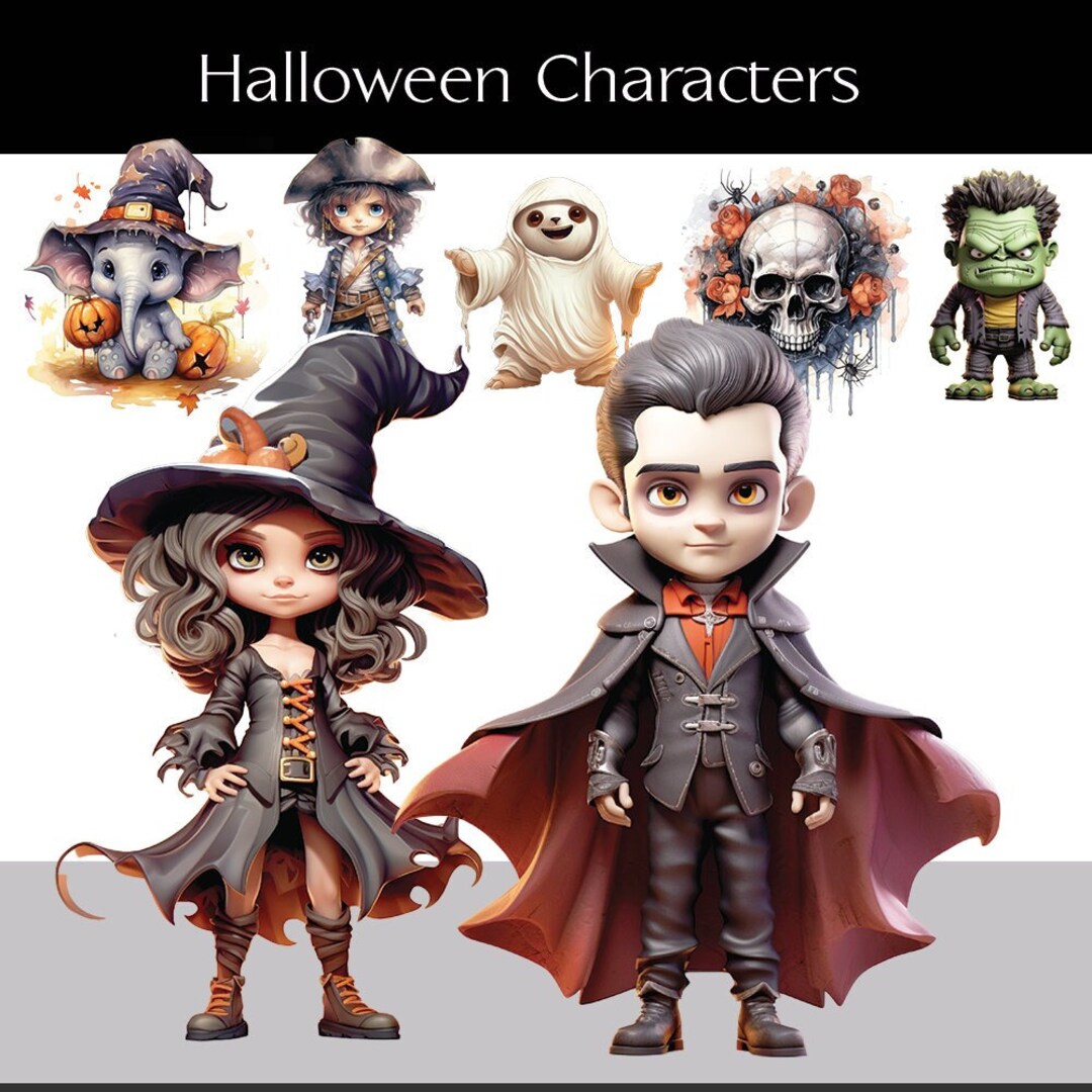Halloween Characters, Clipart, Digital Download, Instant Download ...