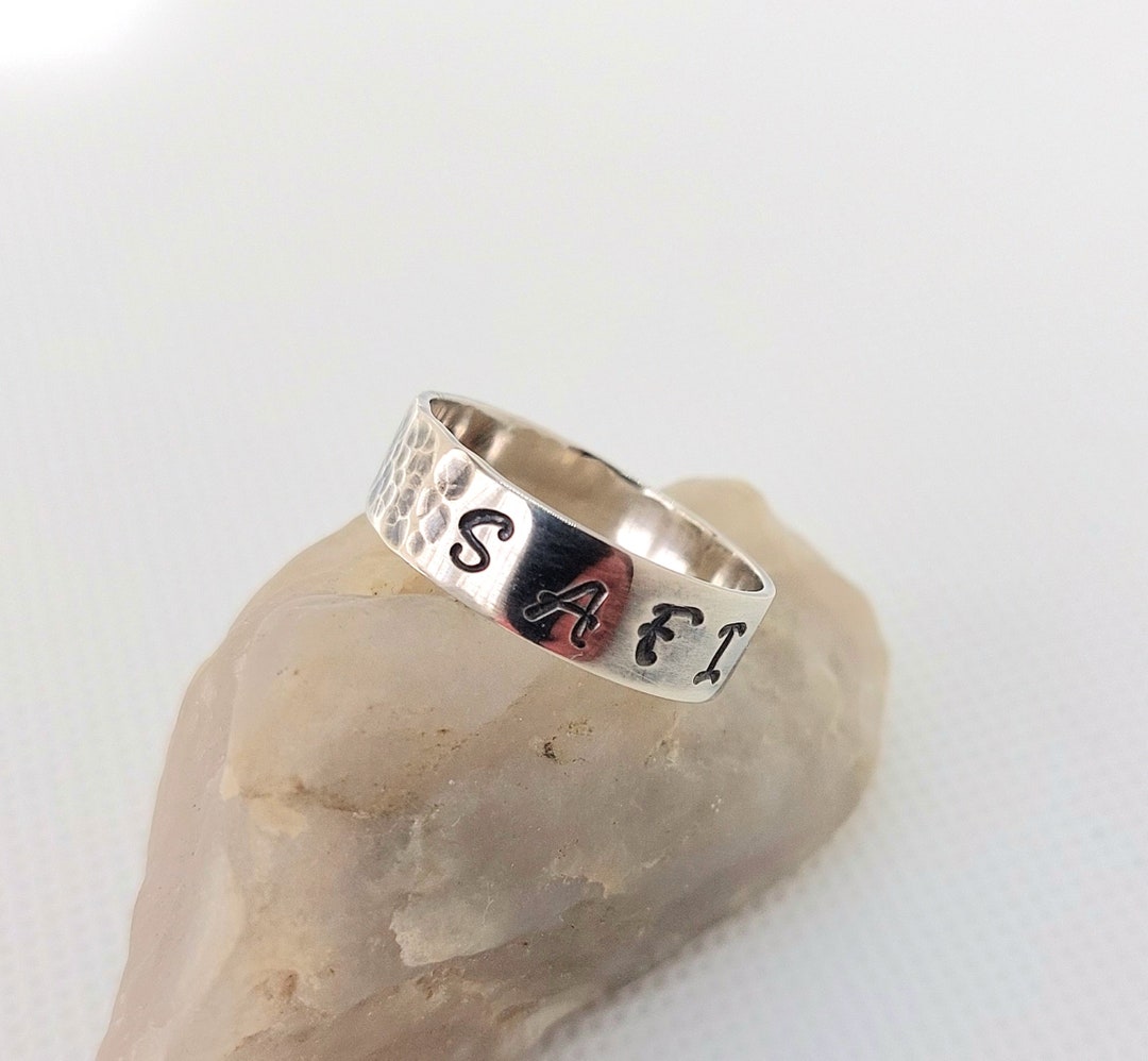 Hammered Silver Ring Personalized Jewelry Name Ring Personalized Ring With First Name ...
