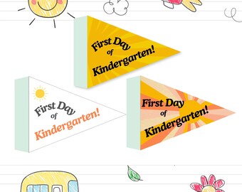 First Day of School Pennant Flag, Back to School Printable Sign, First ...