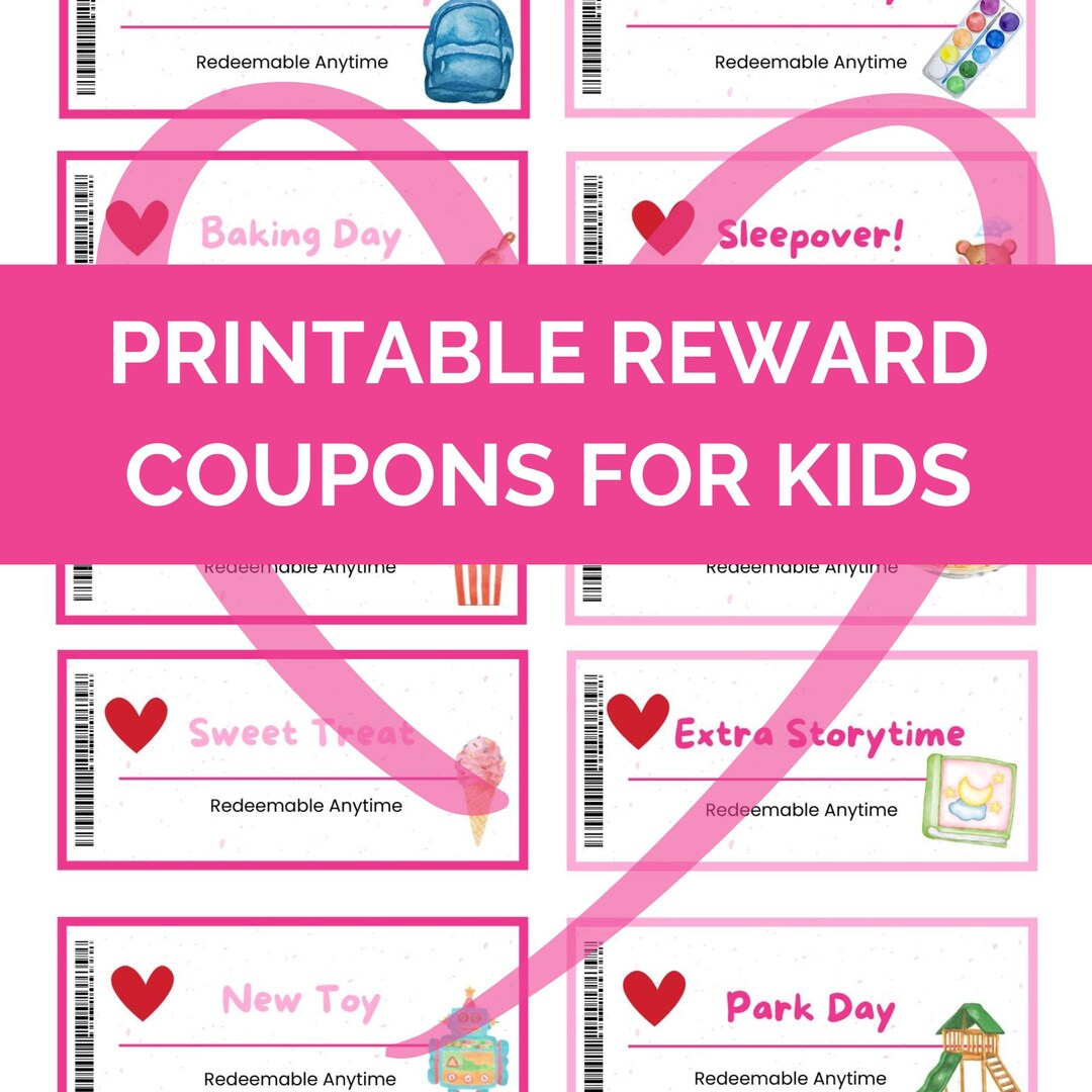 PRINTABLE Kids Valentine Coupon Book, Valentine Coupons for Kids ...