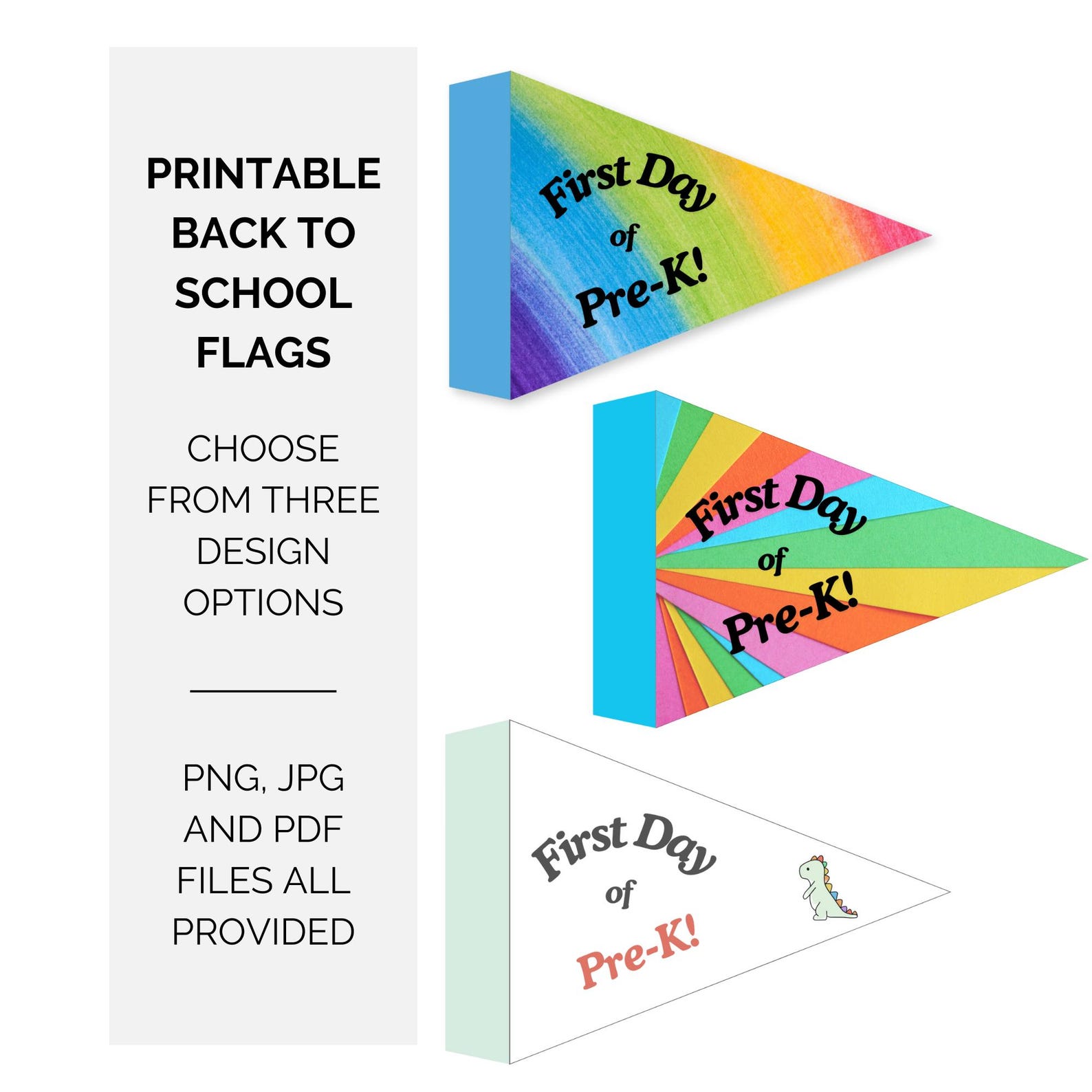 First Day of Prek School Pennant Flag, Back to School Printable Sign ...