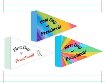 First Day of School Pennant Flag, Back to School Printable Sign, First ...