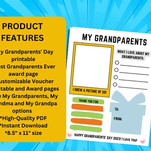 Grandparents' Day Printable, Grandparents Day Keepsake, Toddler ...