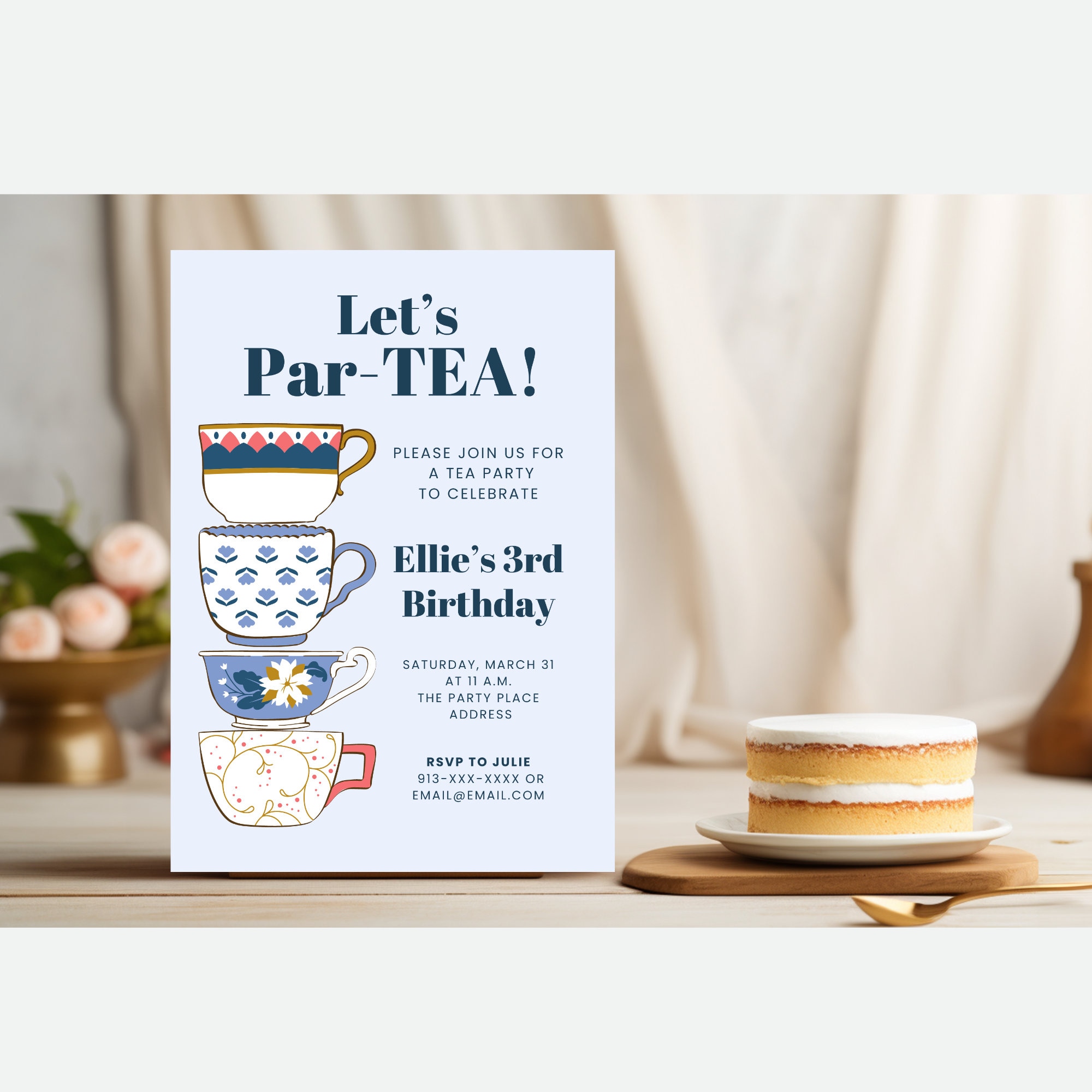 Editable Tea Party Birthday Invitation Girl Par-tea, Instant Download ...