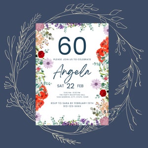 60th Birthday Invitation, 60th Birthday Card, 60th Birthday Party ...