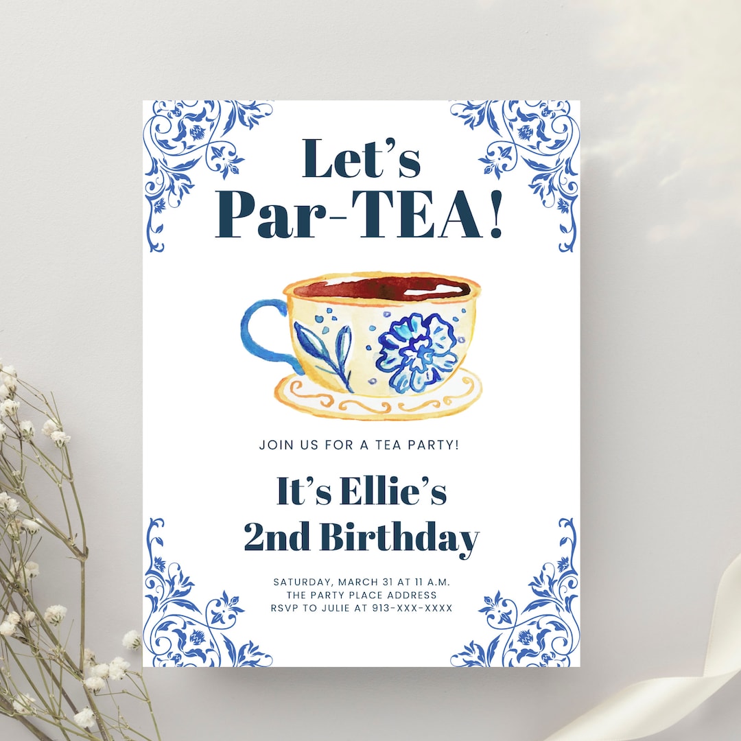 Editable Tea Party Birthday Invitation Girl Par-tea, Instant Download ...