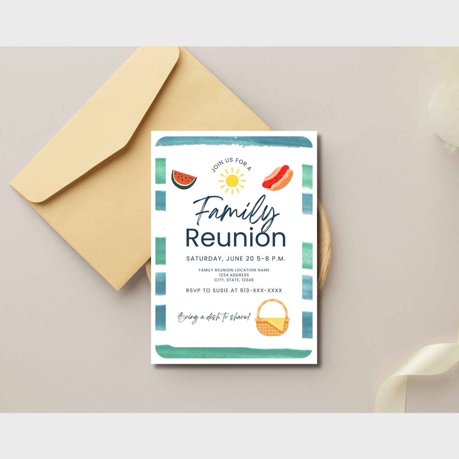 Editable Family Reunion Invitation | Family Picnic Invitation | Summer ...