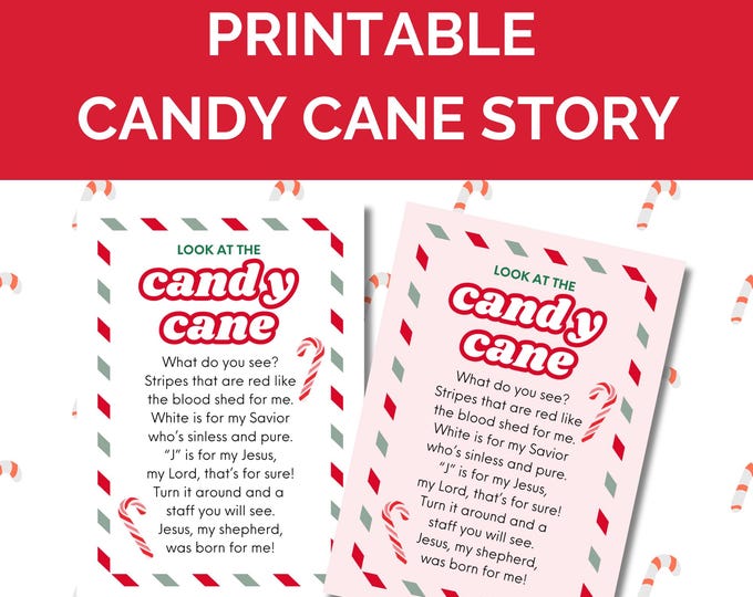 The Candy Cane Story Holder Printable, Christian Nativity Candy Cane ...