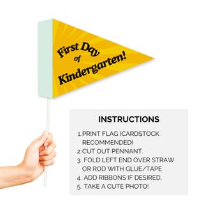 First Day of School Pennant Flag, Back to School Printable Sign, First ...
