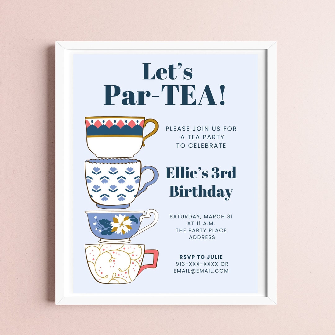 Editable Tea Party Birthday Invitation Girl Par-tea, Instant Download ...