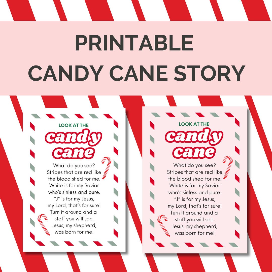 Legend of the Candy Cane Holder, Printable Christmas Tags, Christian ...