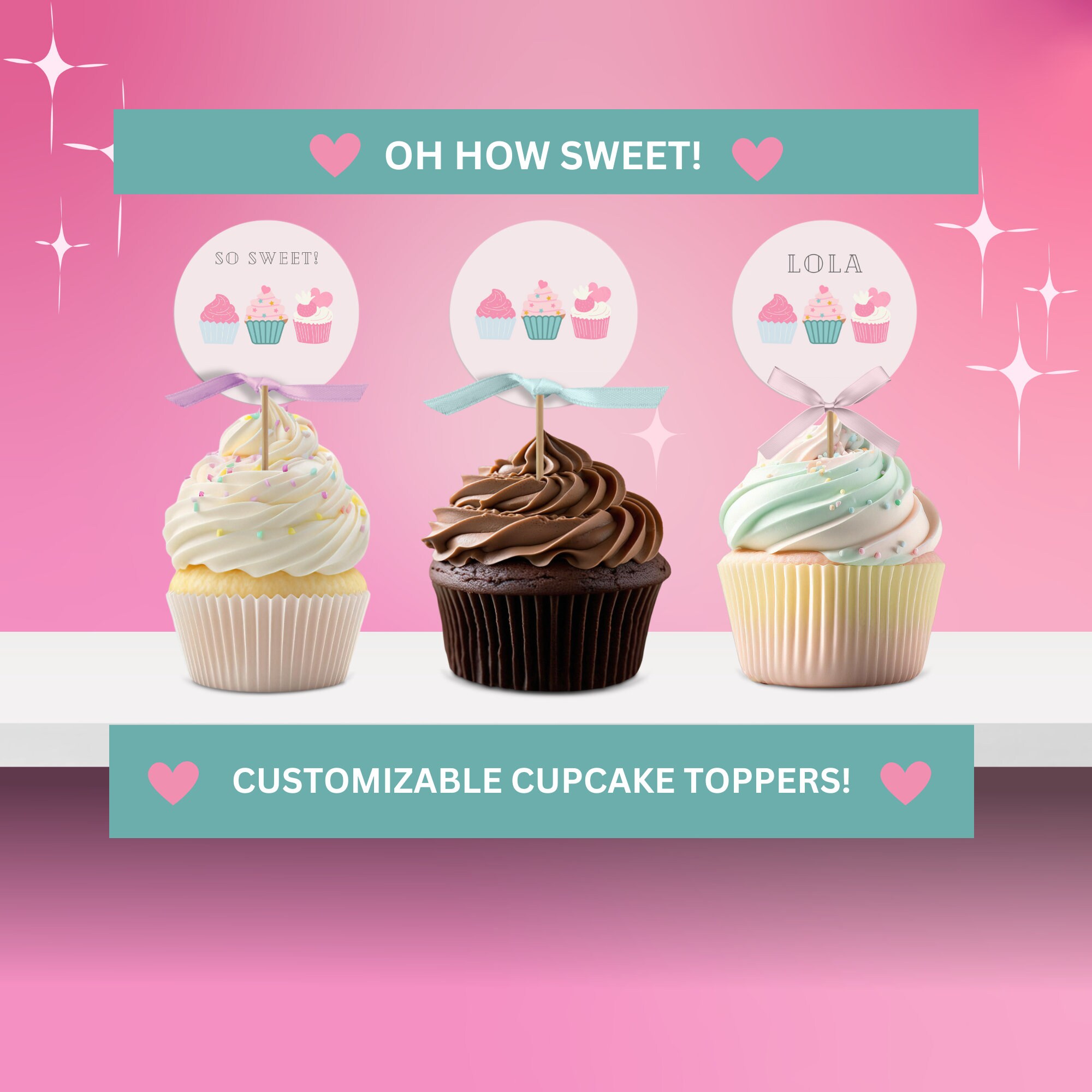 Custom Cupcake Topper, Cupcake Toppers, Custom Birthday Party Favors ...