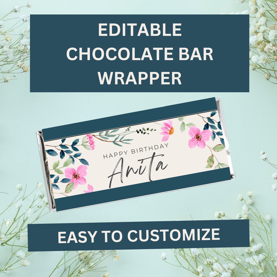Birthday Chocolate Wrapper, Custom Chocolate Bar, Birthday Party Favor ...