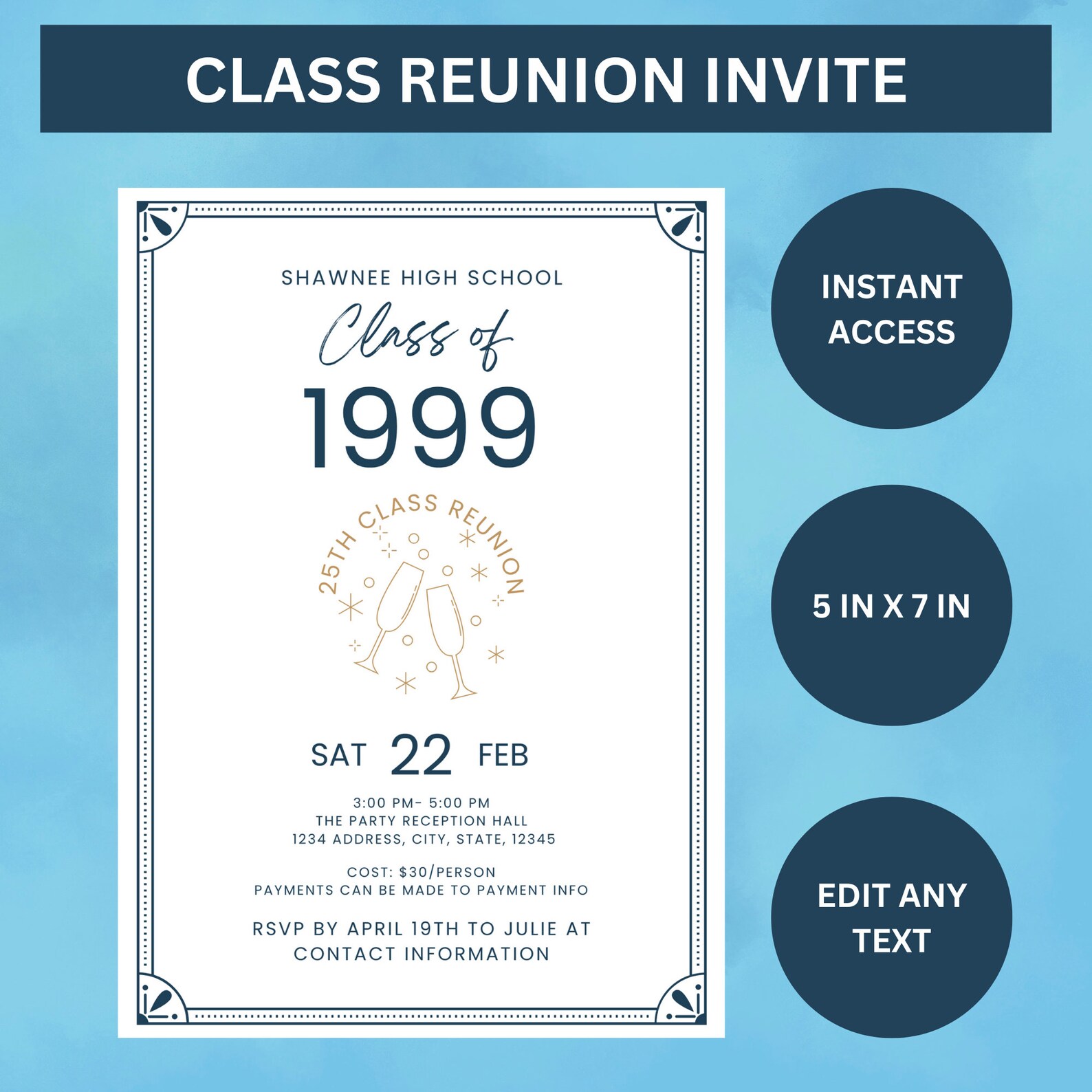 Class Reunion Invitation Template, High School Reunion, College Reunion ...