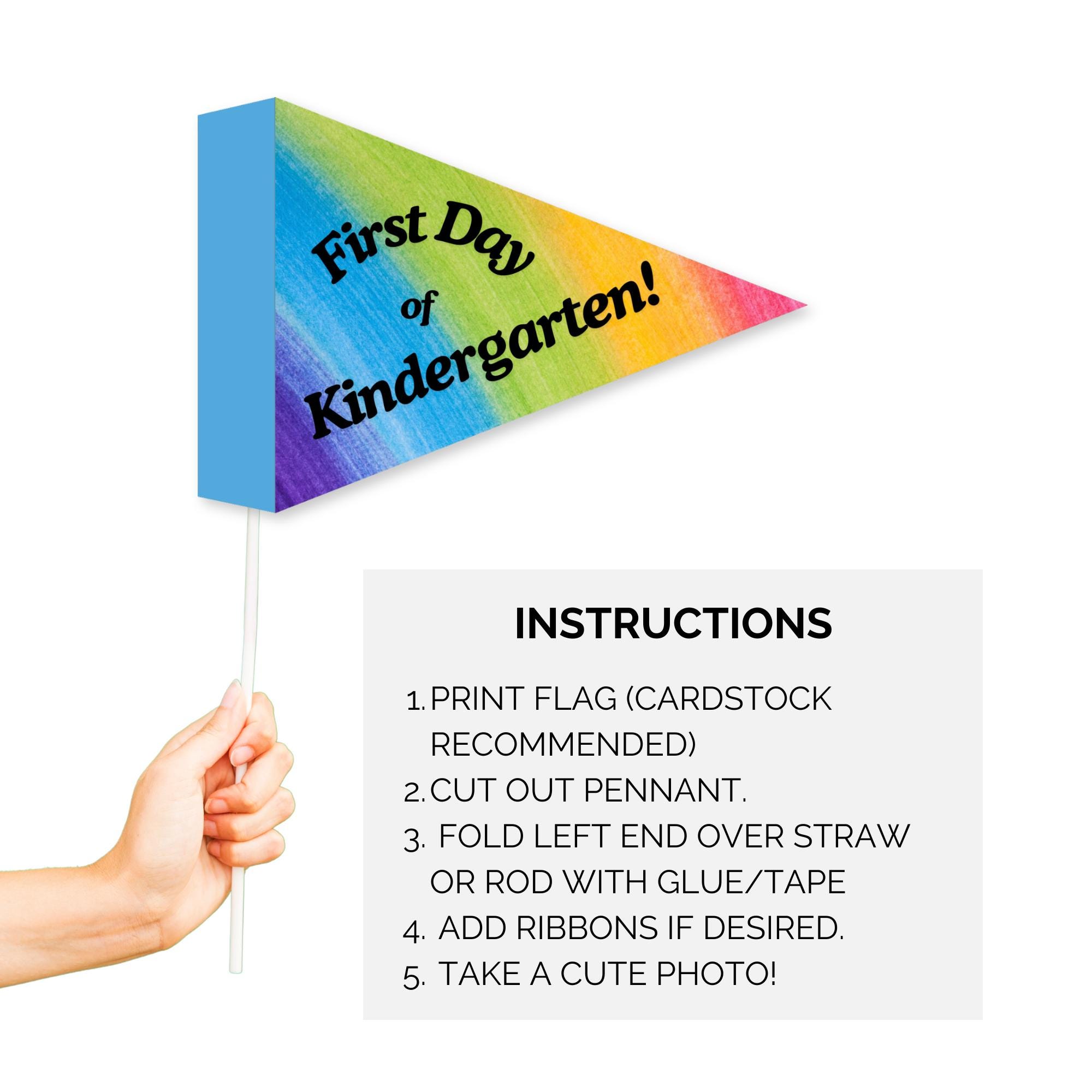 First Day of Kindergarten School Pennant Flag, Back to School Printable ...