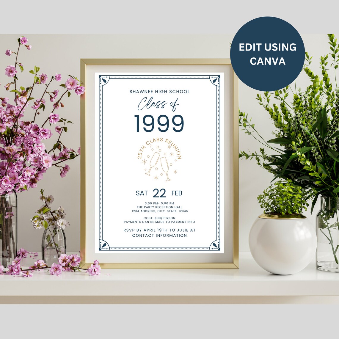50th Class Reunion Invite, High School Reunion Invitation, Class ...