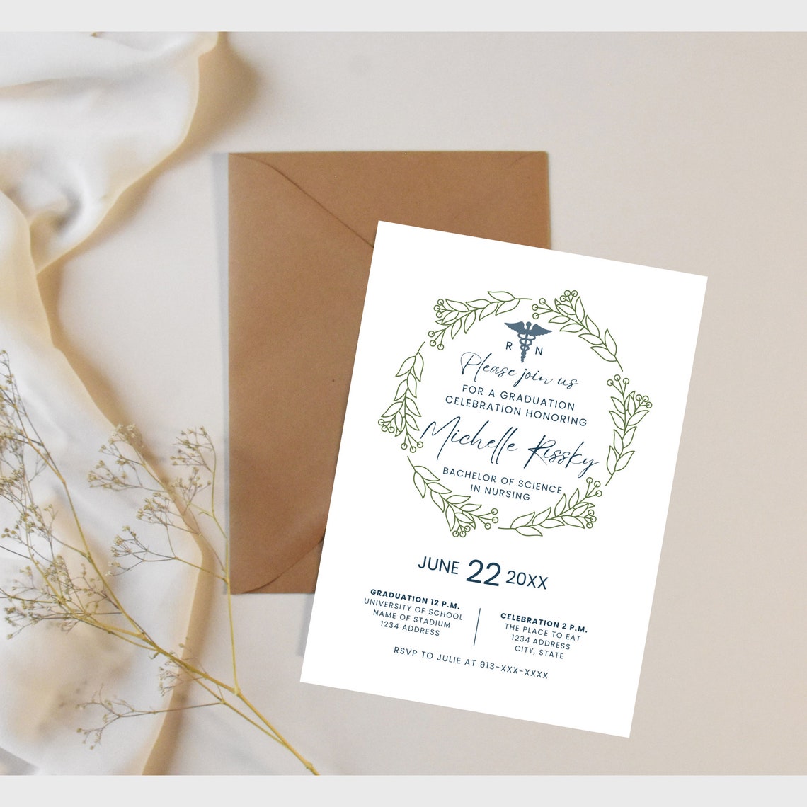 Nurse Graduation Ceremony Invitation Template, Nursing School ...