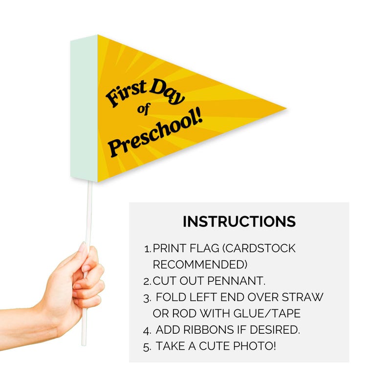 First Day of School Pennant Flag, Back to School Printable Sign, First ...