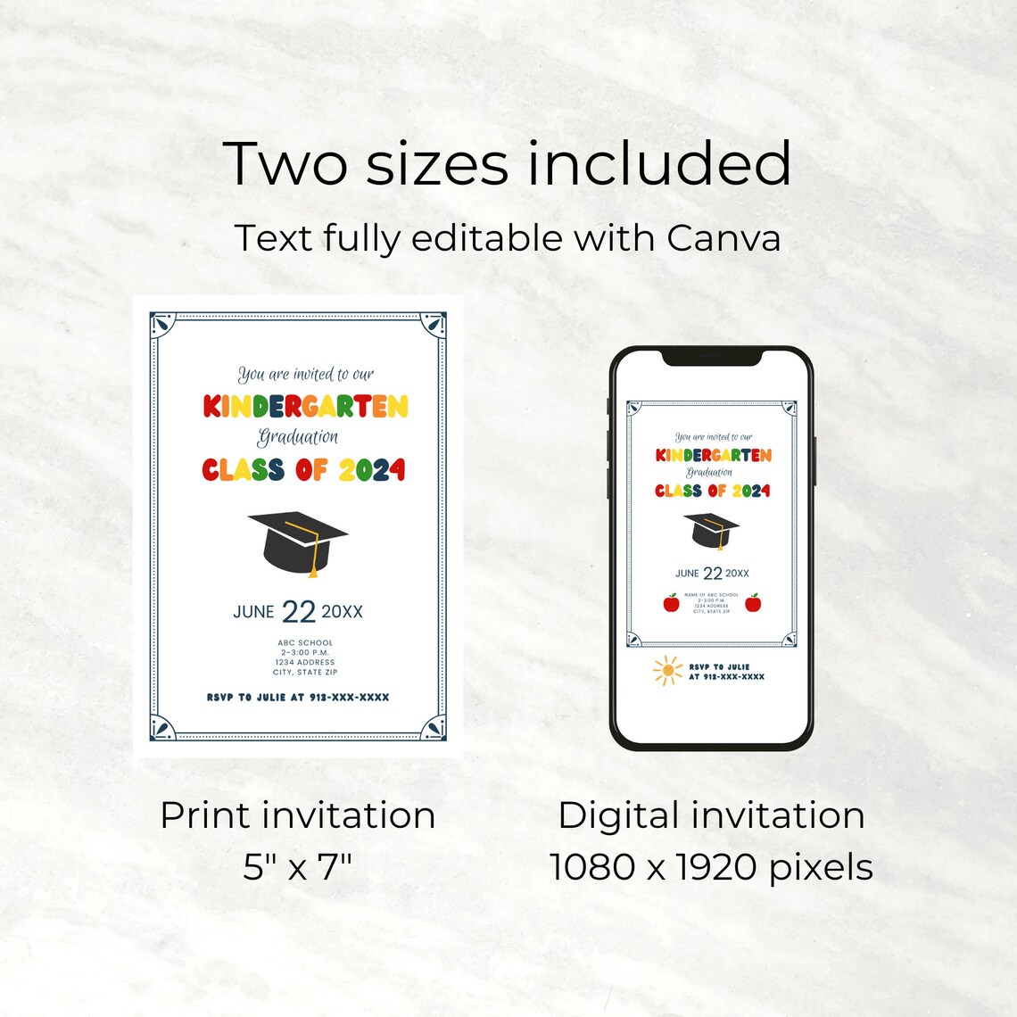 Editable Kindergarten Graduation Invitation, Kindergarten Party Invite ...