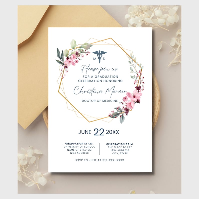 Graduation Invite, Medical Doctor Graduation Party, Nursing Graduation ...