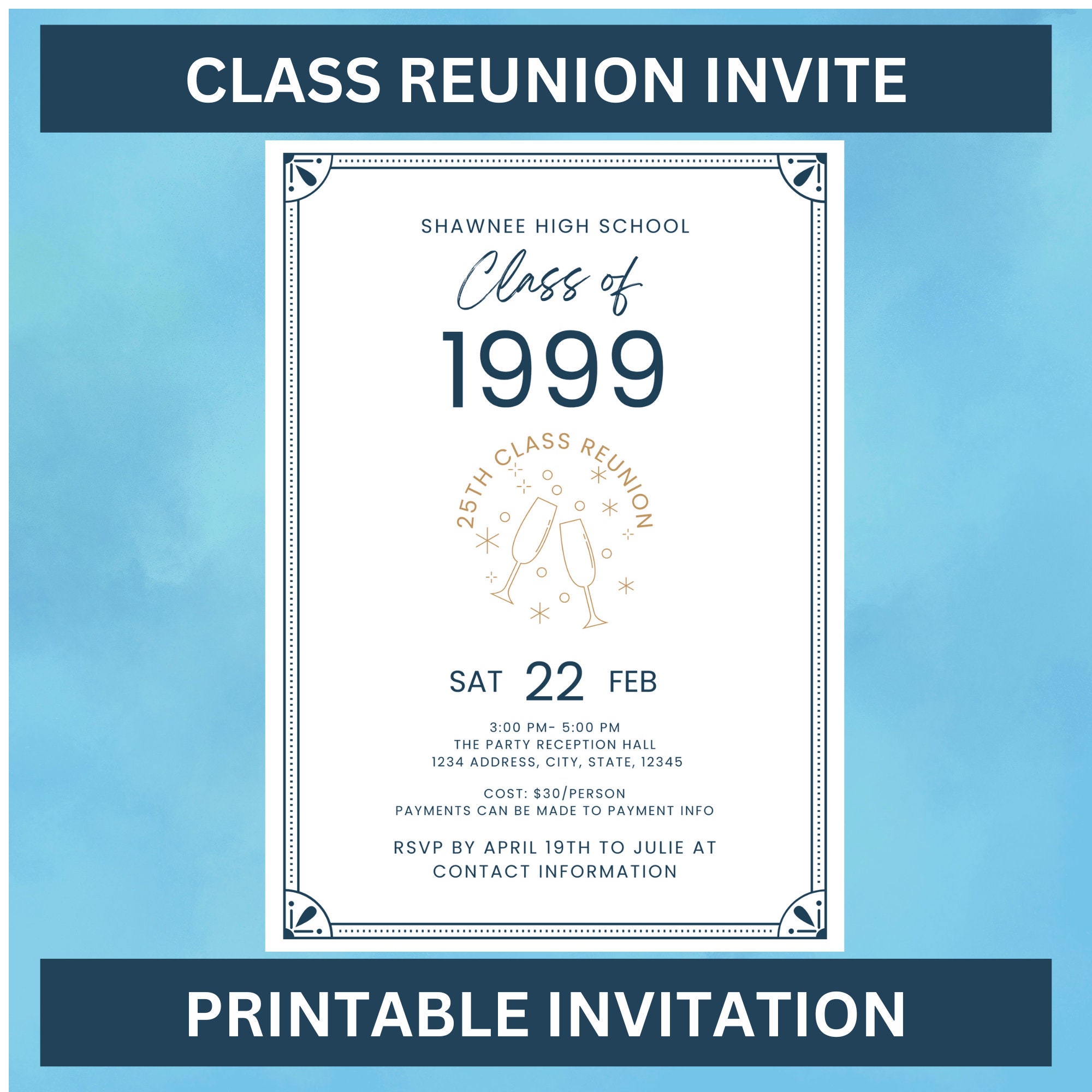 Class Reunion Invitation Template, High School Reunion, College Reunion ...