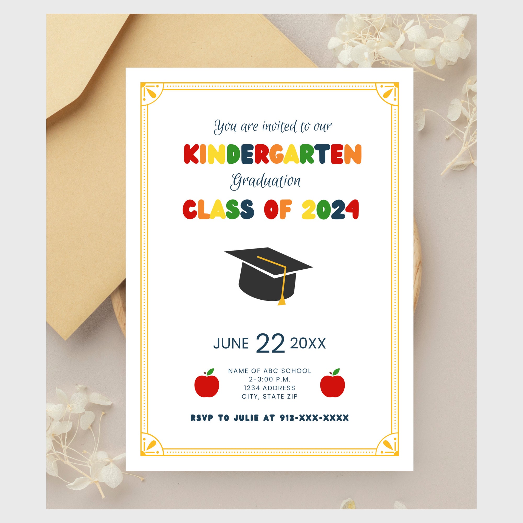 Editable Preschool Graduation Invitation Template - Etsy
