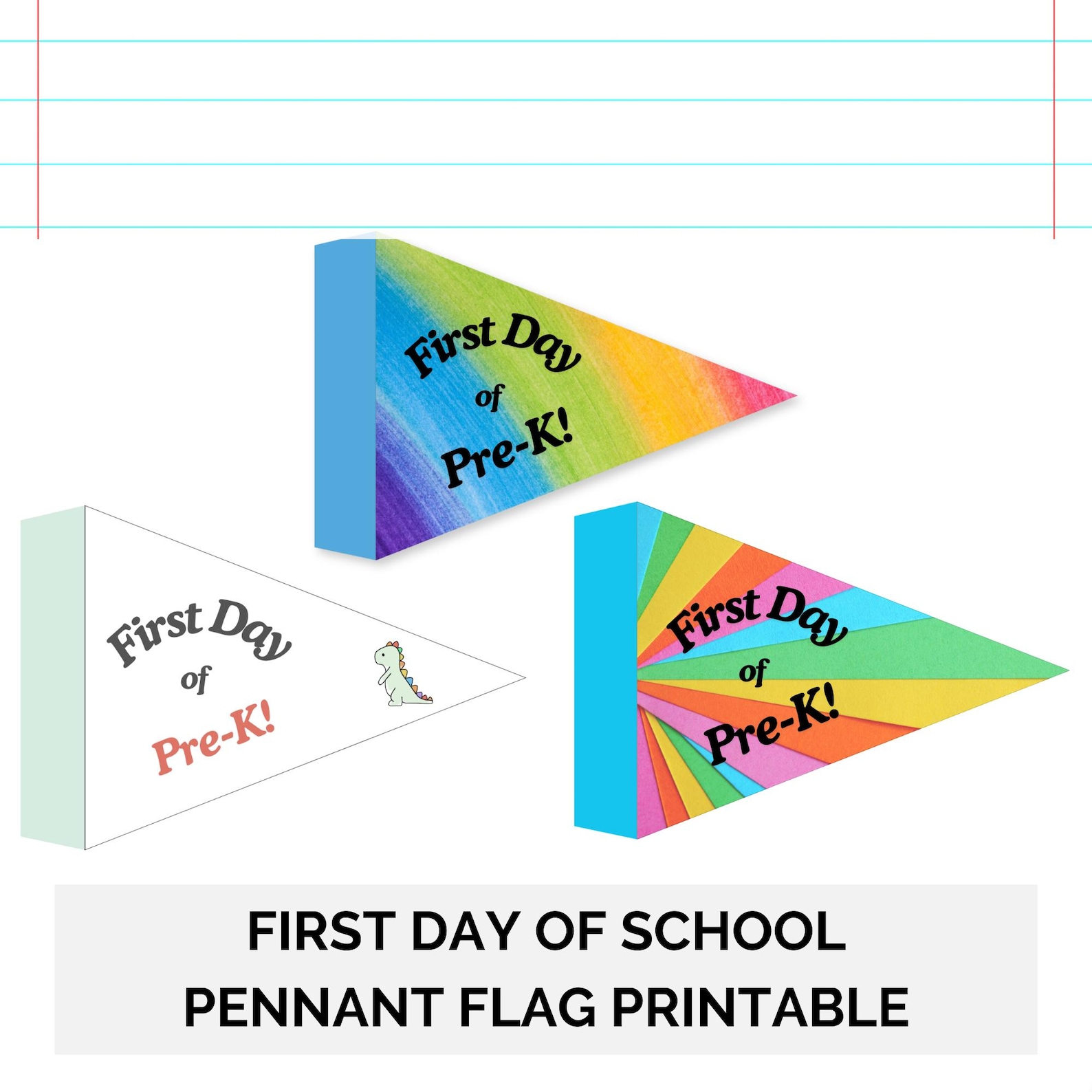 First Day of Prek School Pennant Flag, Back to School Printable Sign ...