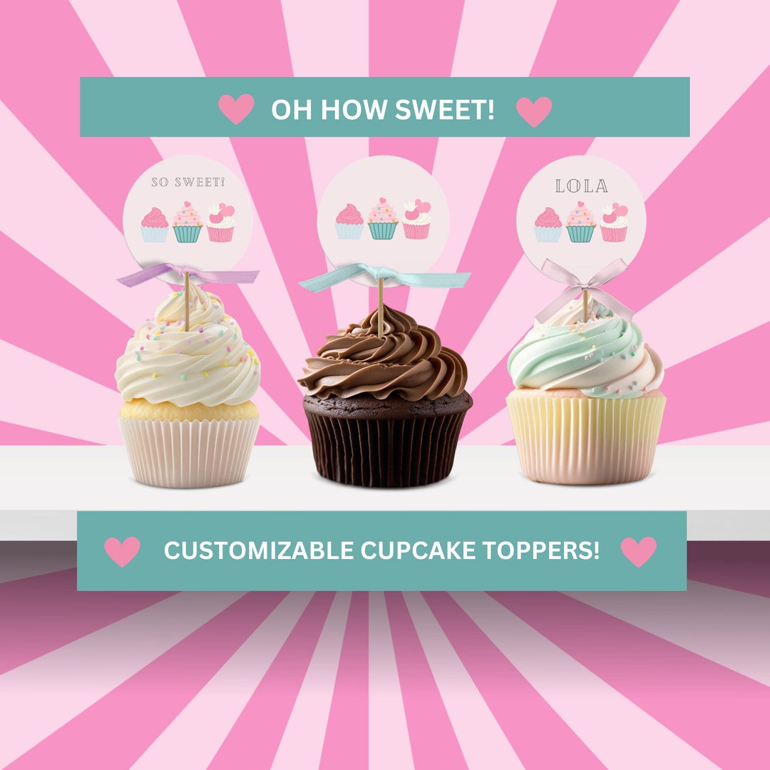 Custom Cupcake Topper, Cupcake Toppers, Custom Birthday Party Favors ...