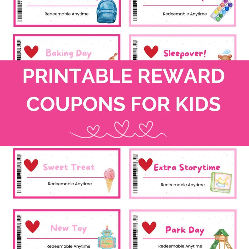 PRINTABLE Kids Valentine Coupon Book, Valentine Coupons for Kids ...