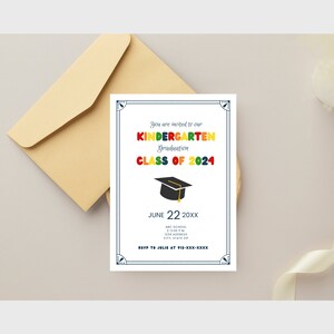Editable Kindergarten Graduation Invitation, Kindergarten Party Invite ...