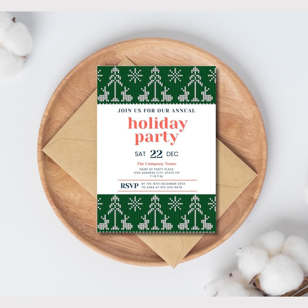 Holiday Party Invitation, Christmas Party Invite, Employee Christmas ...