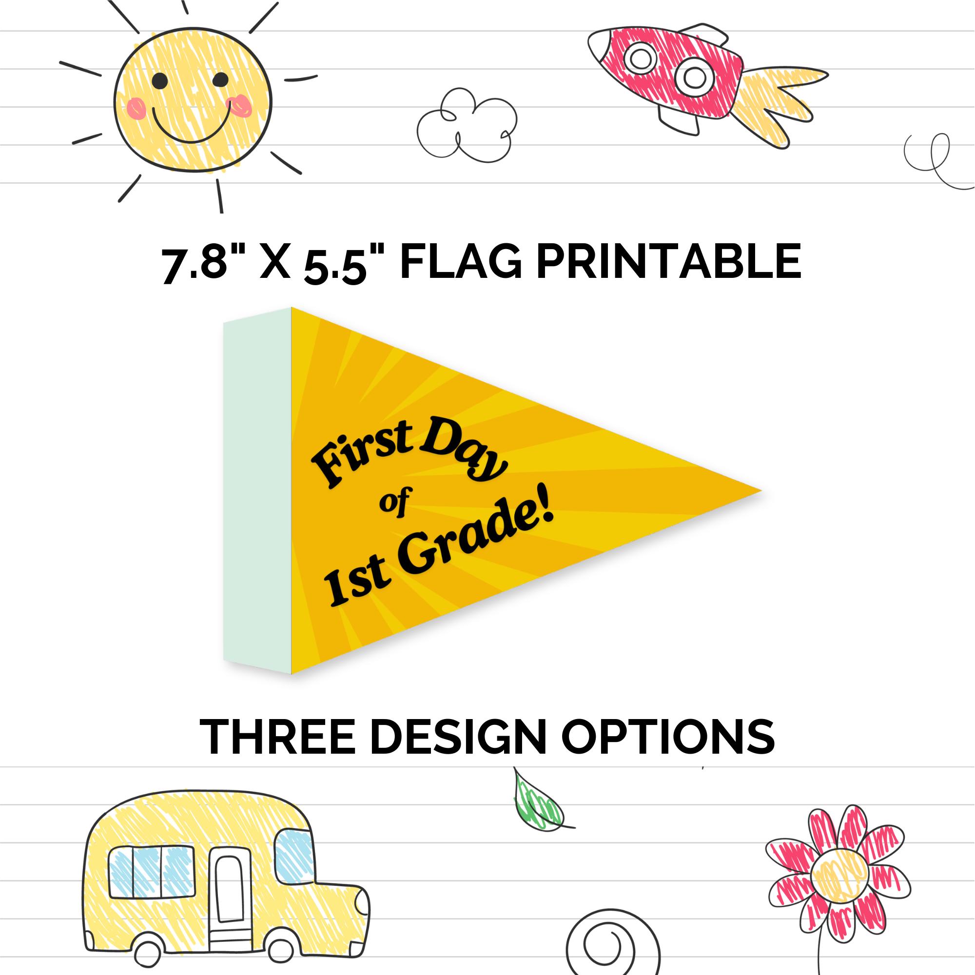 First Day of 1st School Pennant Flag, Back to School Printable Sign ...