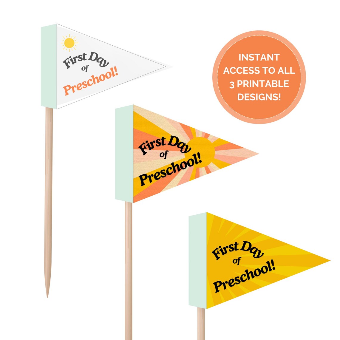 First Day of School Pennant Flag, Back to School Printable Sign, First ...