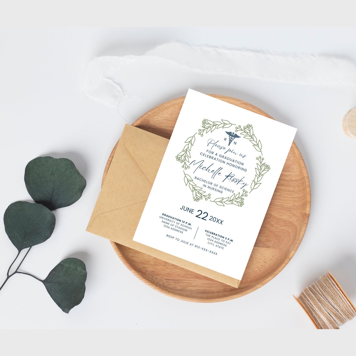 Nurse Graduation Ceremony Invitation Template, Nursing School ...