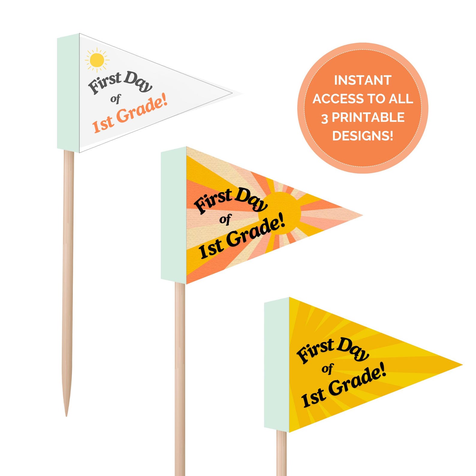 First Day of 1st School Pennant Flag, Back to School Printable Sign ...