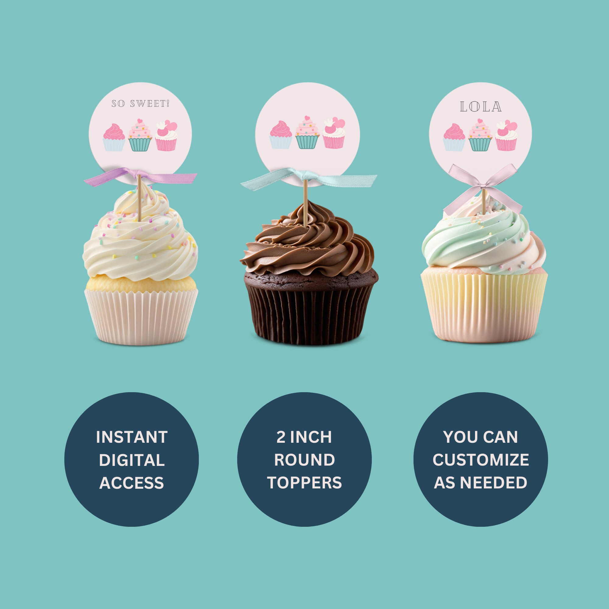 Custom Cupcake Topper, Cupcake Toppers, Custom Birthday Party Favors ...