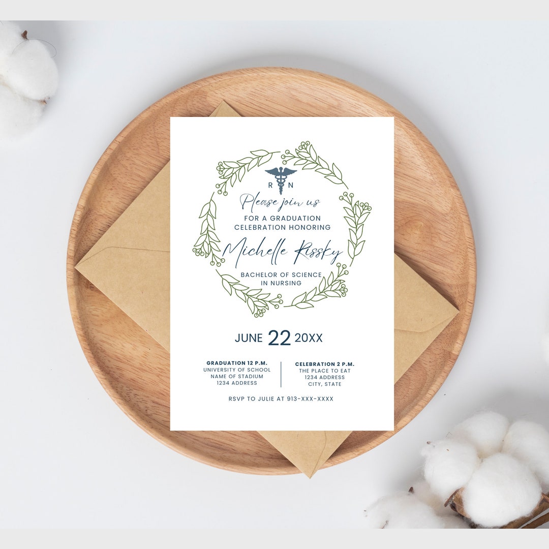 Nurse Graduation Ceremony Invitation Template, Nursing School ...
