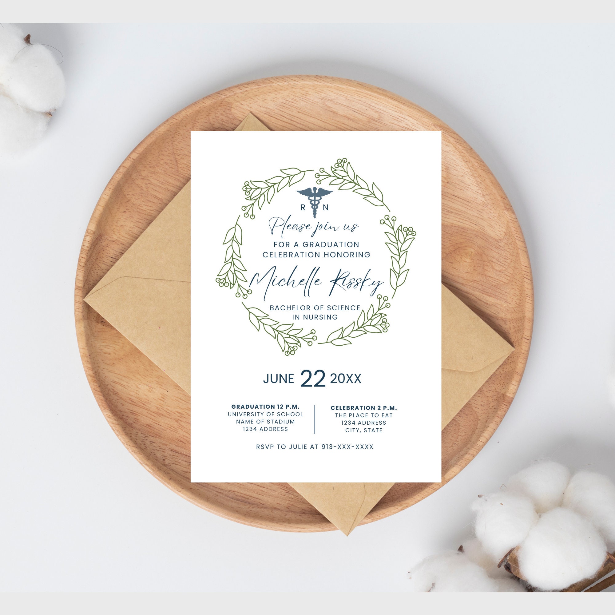 Nurse Graduation Ceremony Invitation Template, Nursing School ...