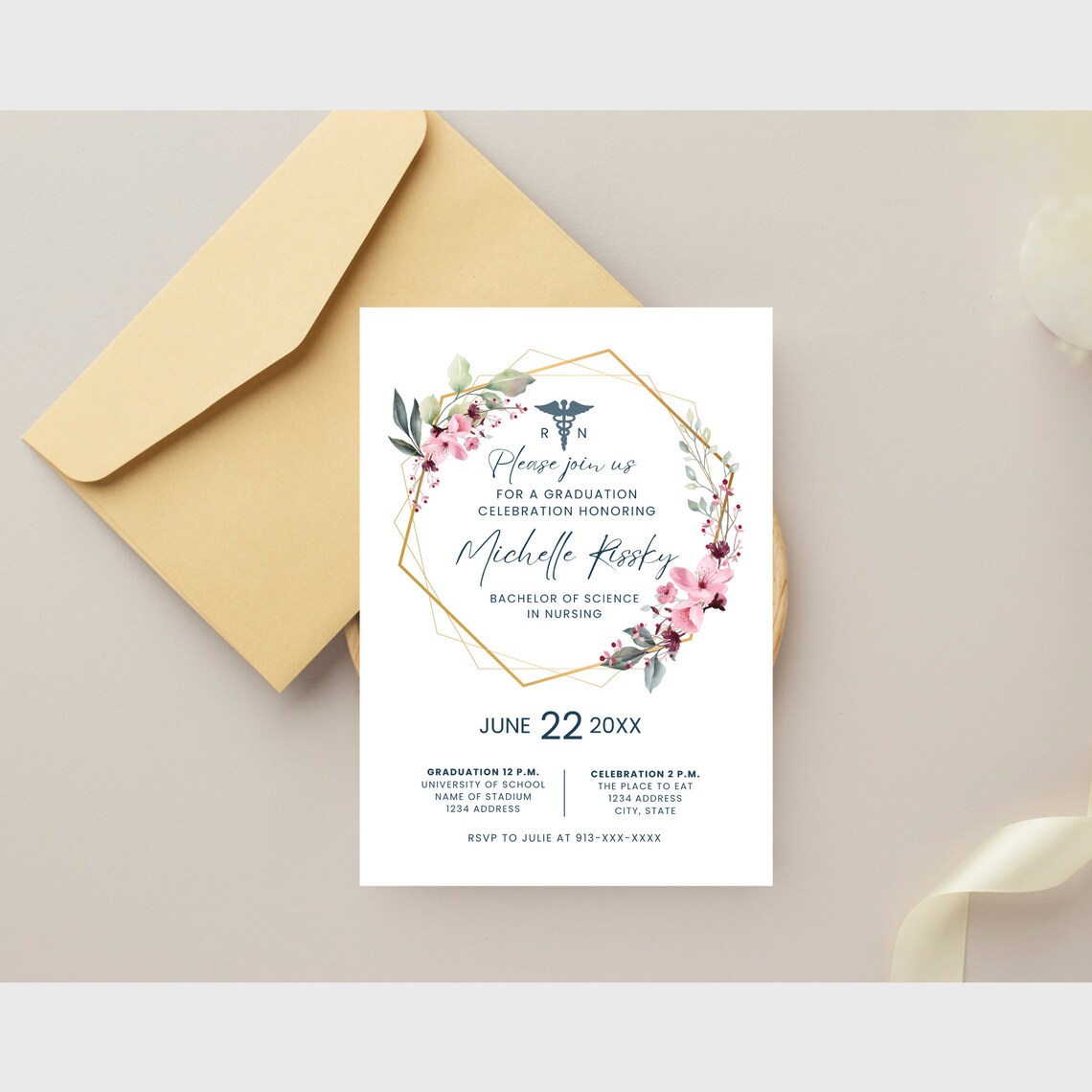 Nurse Graduation Ceremony Invitation Template, Nursing School ...